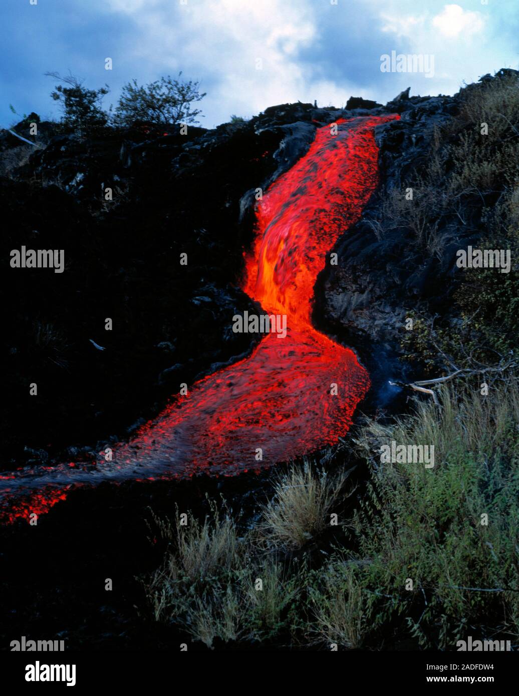 Pahoehoe lava flow from Kilauea Volcano, on the island of Hawaii, USA ...
