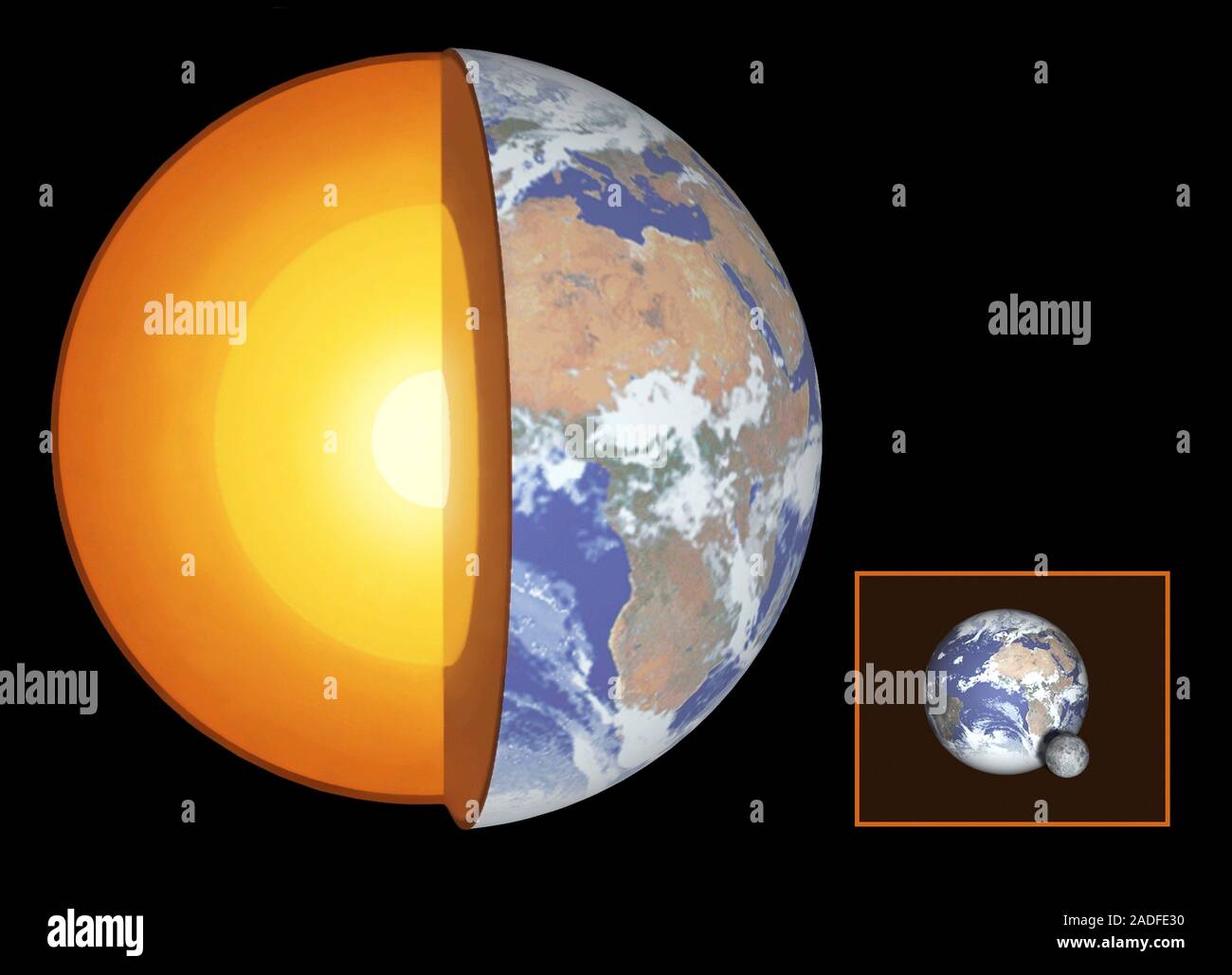 Structure of the Earth. Cutaway artwork showing the internal structure ...