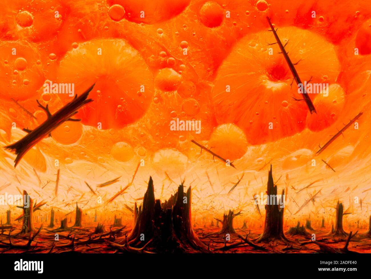 Chicxulub impact. Artwork of the Chicxulub impact on the Yucatan ...