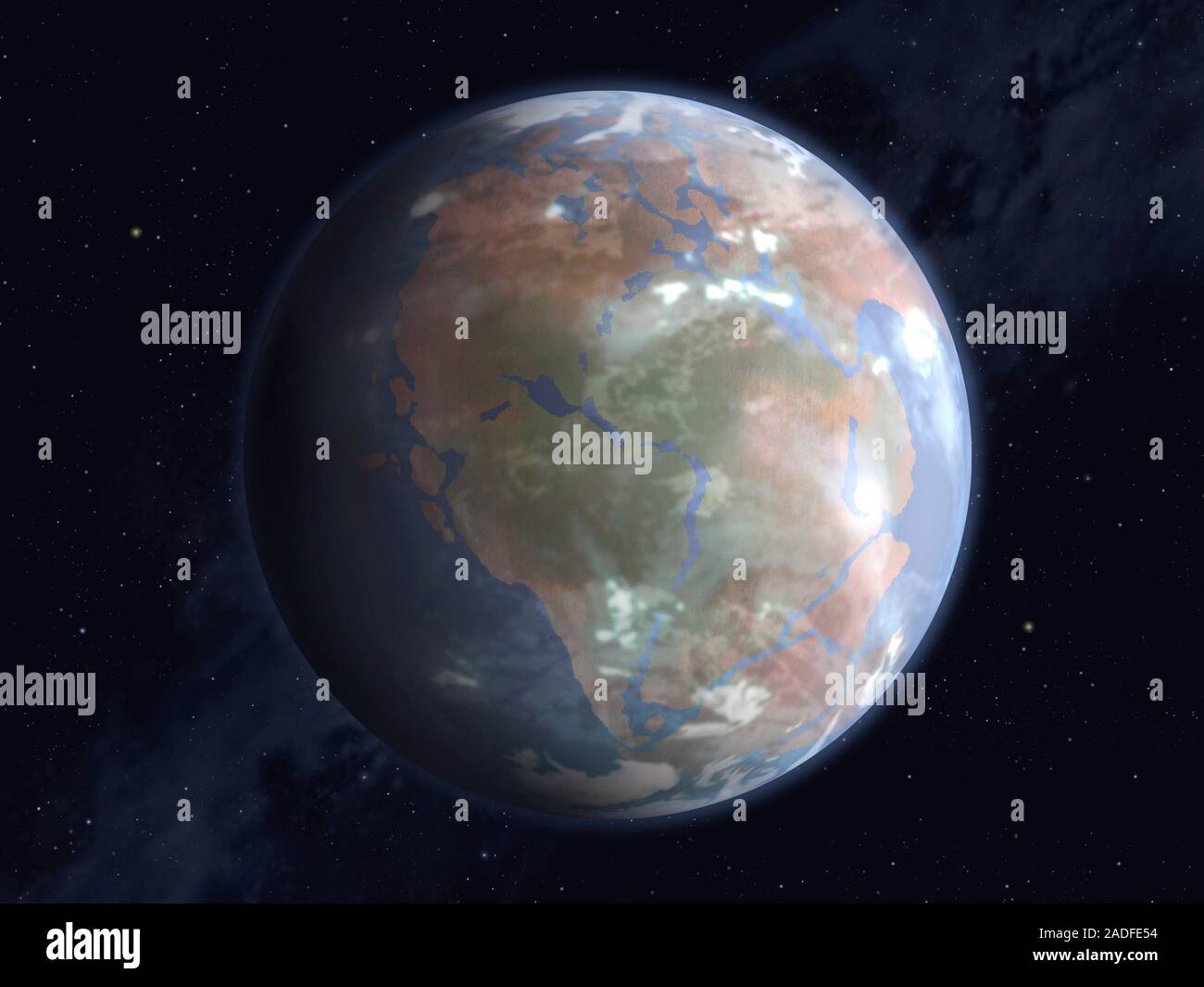 Pangea, computer illustration. This supercontinent formed in the late ...