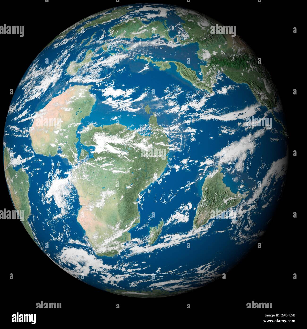 Ancient Earth. Computer artwork of the Earth at the time of the death ...