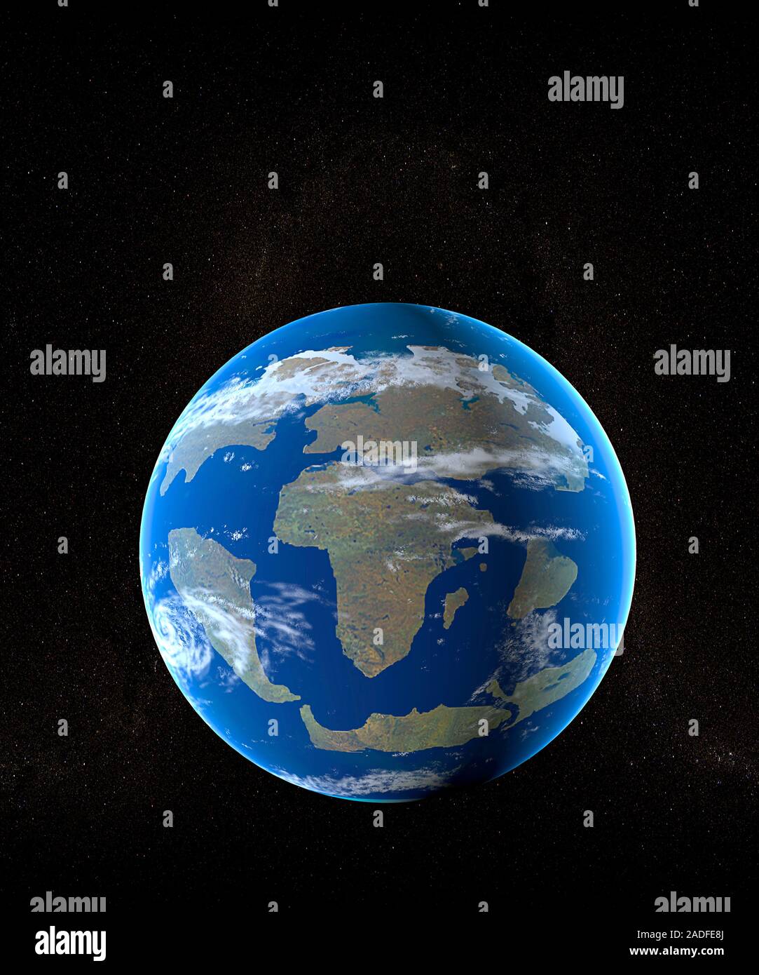 Cretaceous Earth. Computer artwork of the position of Earth's ...