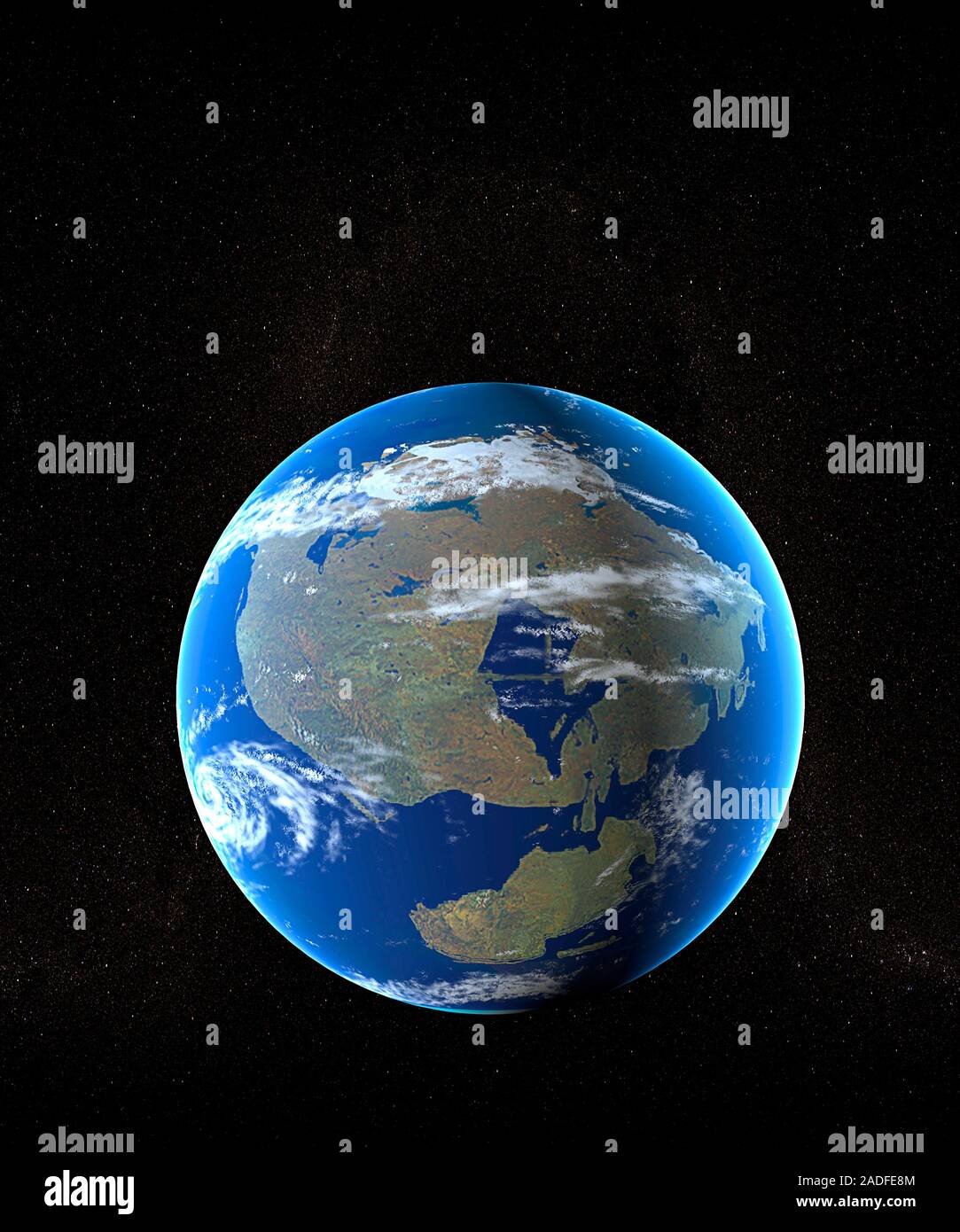 Future Earth. Computer artwork of the position of Earth's continents ...