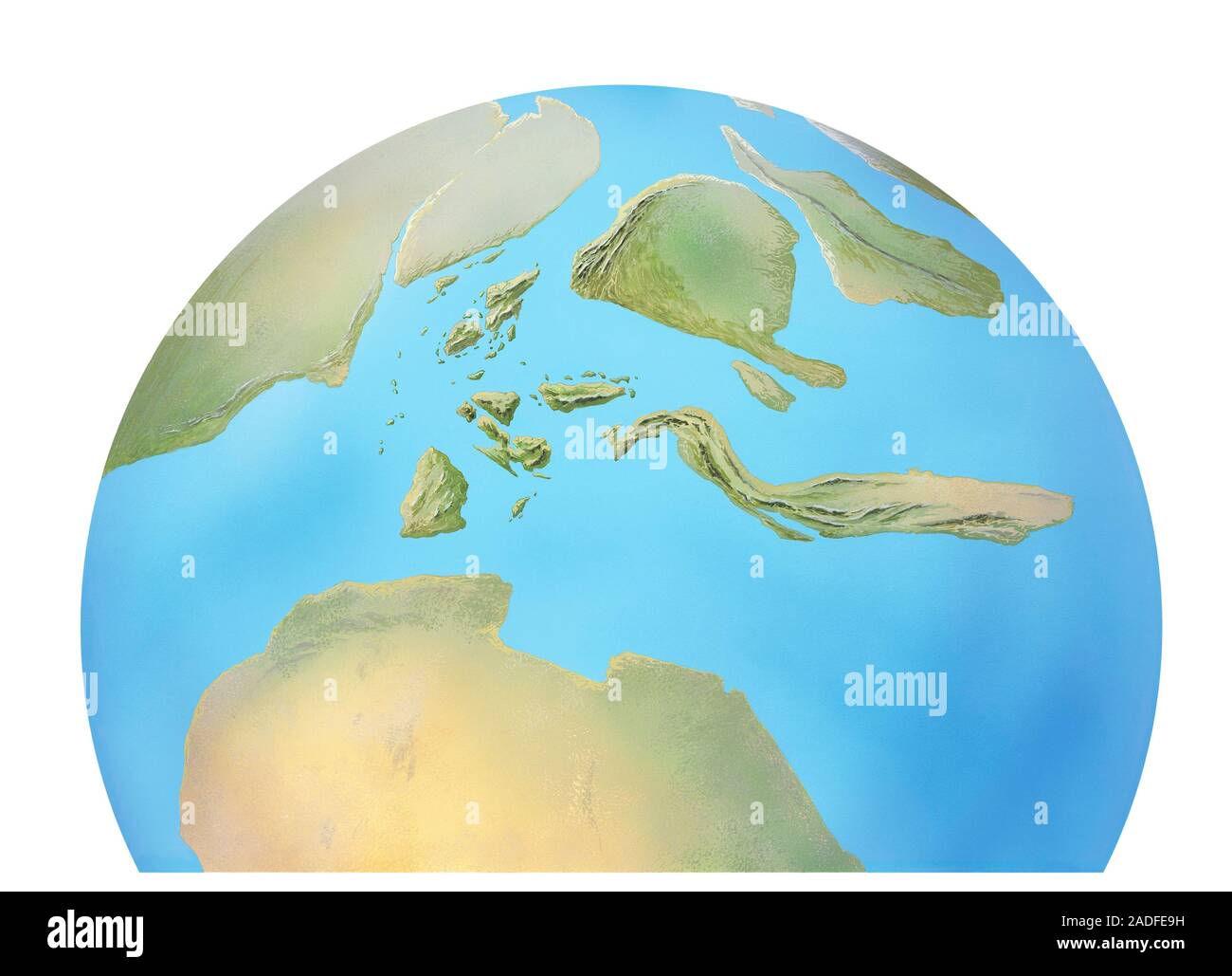 Europe Mid Cretaceous Period Image 2 Of 8 Computer Artwork Of The Position Of Earths