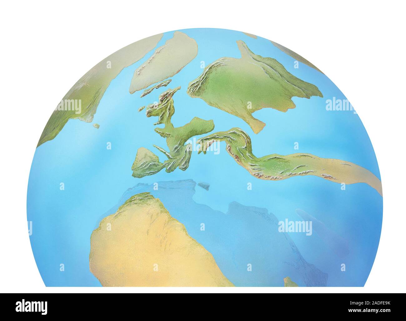 Europe, Early Tertiary Period. Image 4 of 8. Computer artwork of the ...