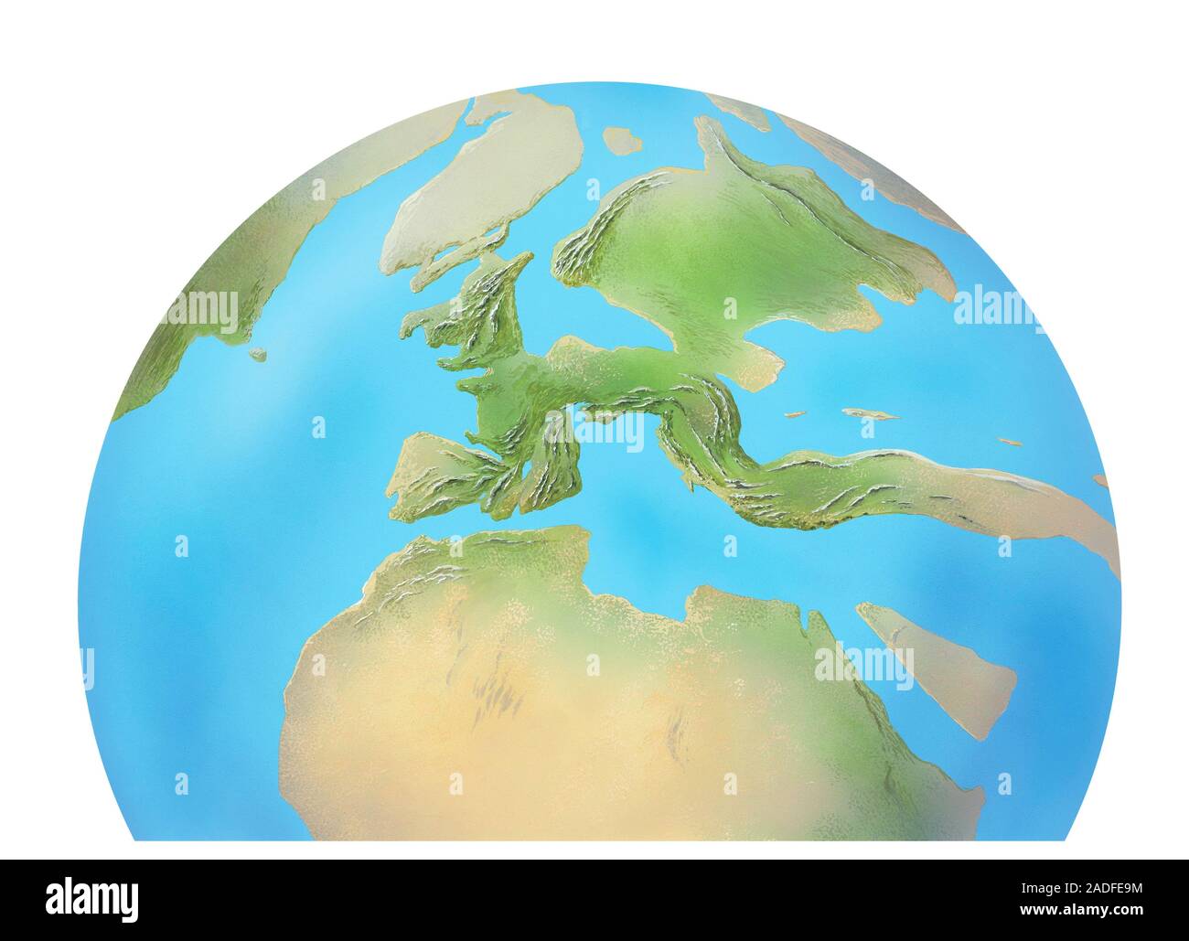 Europe, Early Tertiary Period. Image 5 of 8. Computer artwork of the ...
