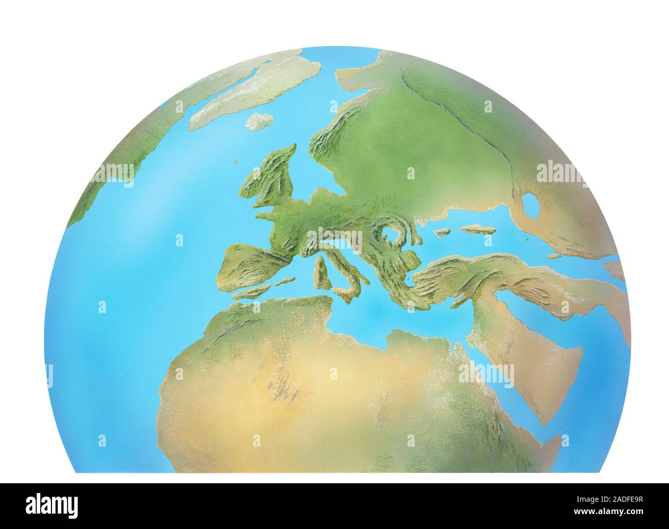Europe, Late Tertiary Period. Image 7 of 8. Computer artwork of the ...