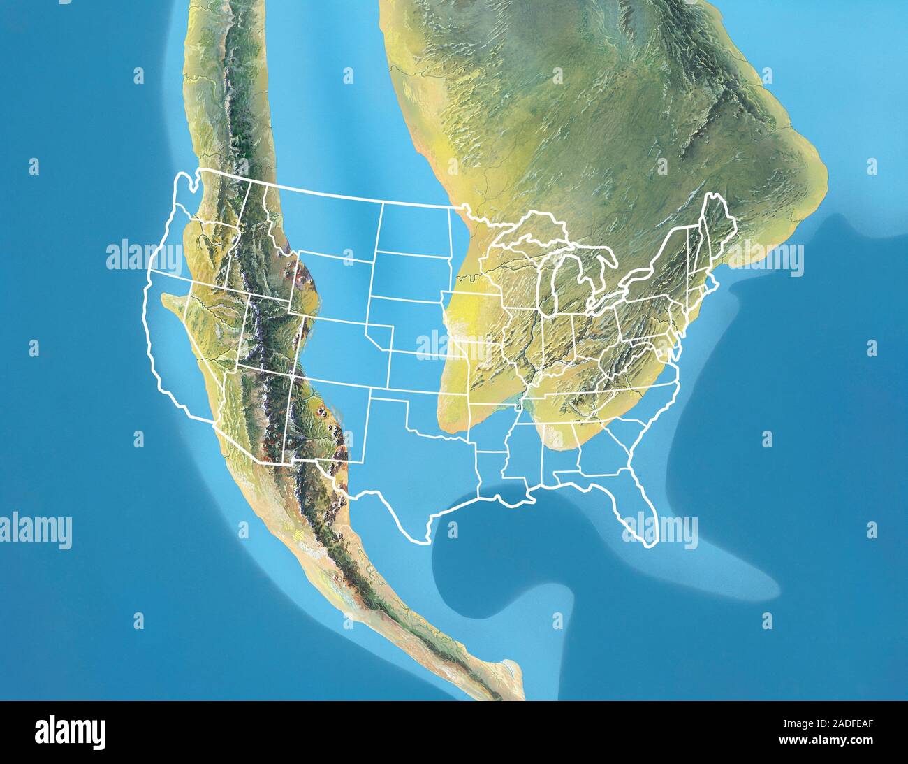 North America, Mid Cretaceous period. Image 6 of 9. Computer artwork of ...