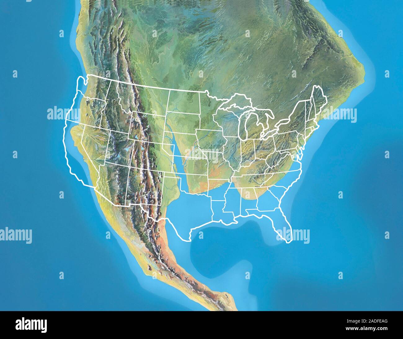 North America, Late Cretaceous period. Image 7 of 9. Computer artwork ...