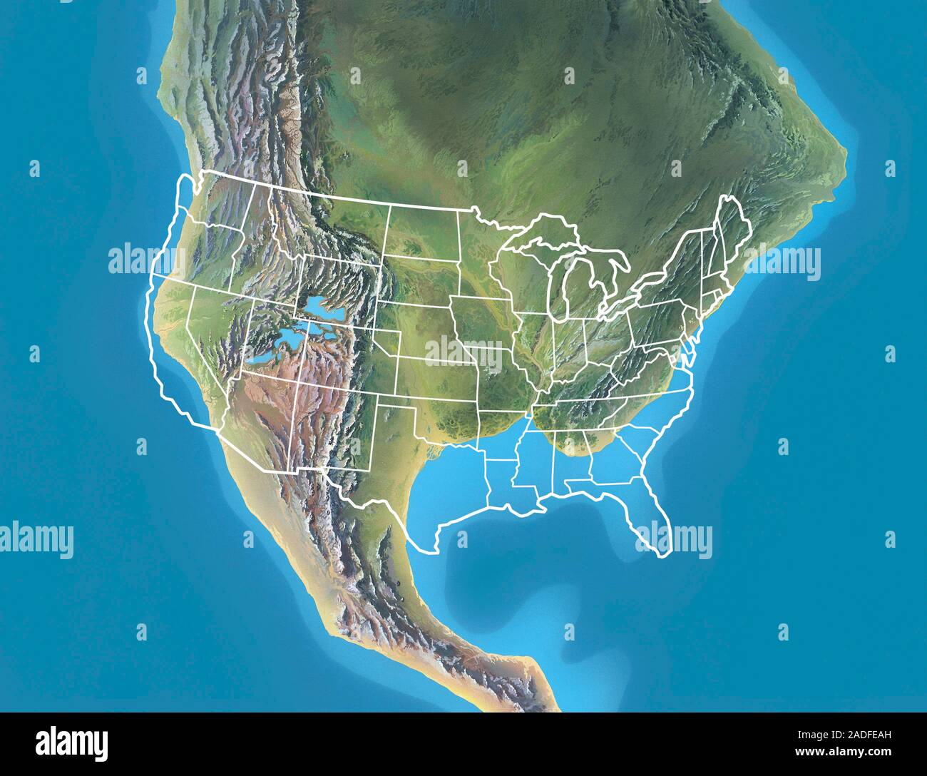 North America, Early Tertiary period. Image 8 of 9. Computer artwork of ...