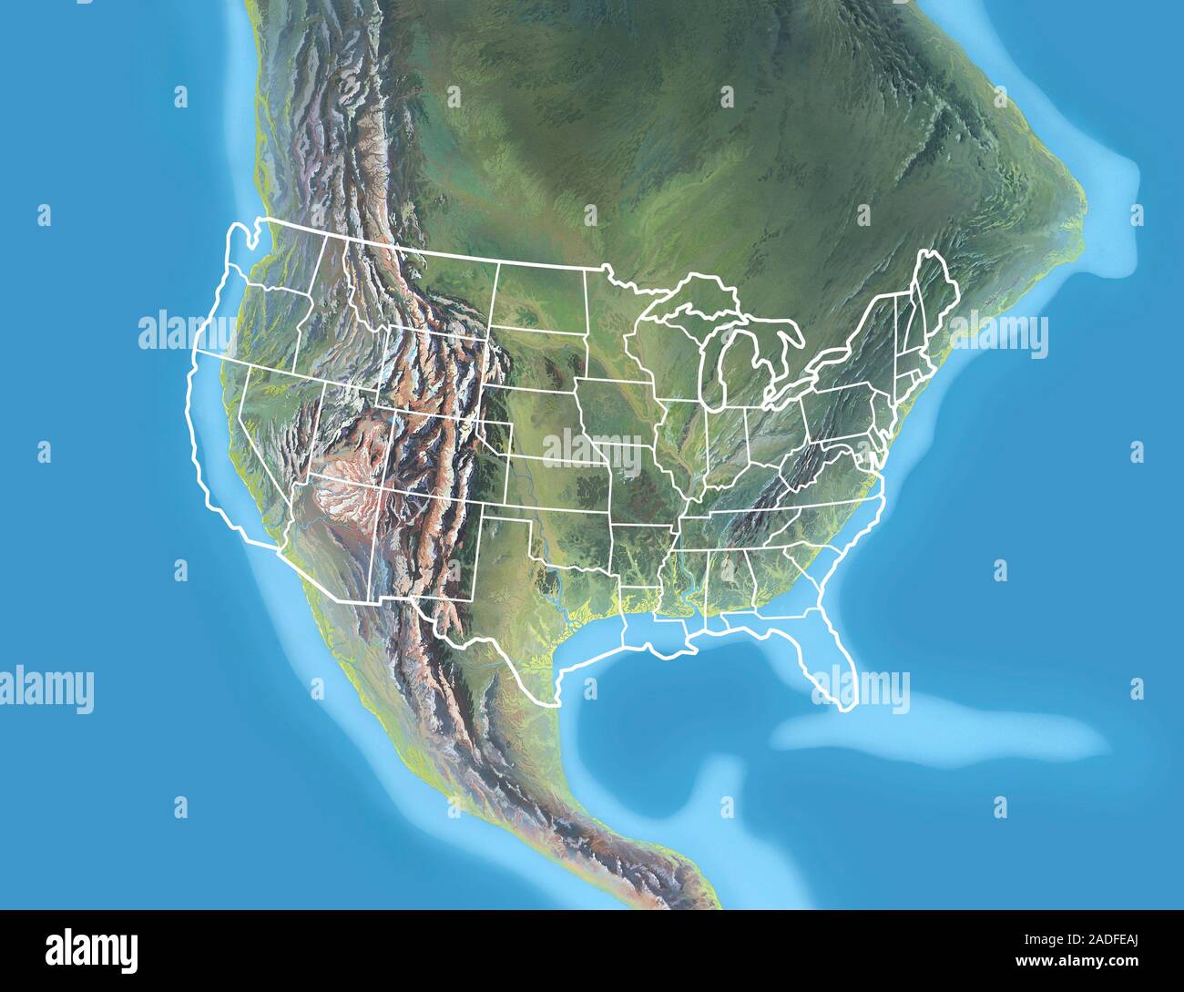 North America, Early Tertiary period. Image 9 of 9. Computer artwork of ...