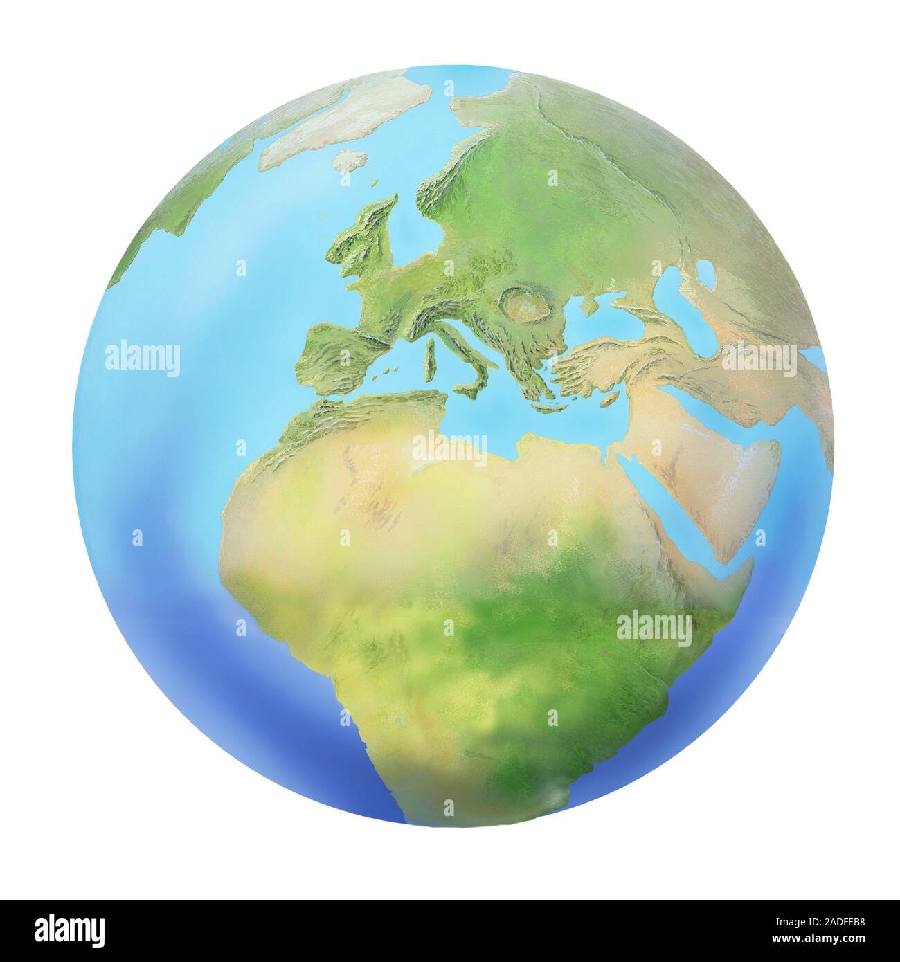 Europe, Late Tertiary Period. Artwork of the position of Earth's ...