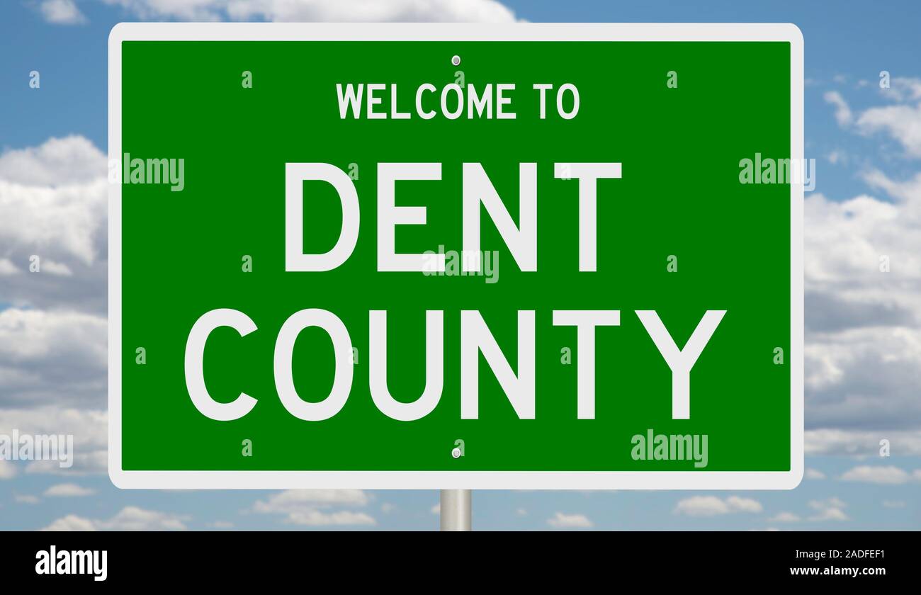 Rendering of a 3d green highway sign for Dent County Stock Photo - Alamy