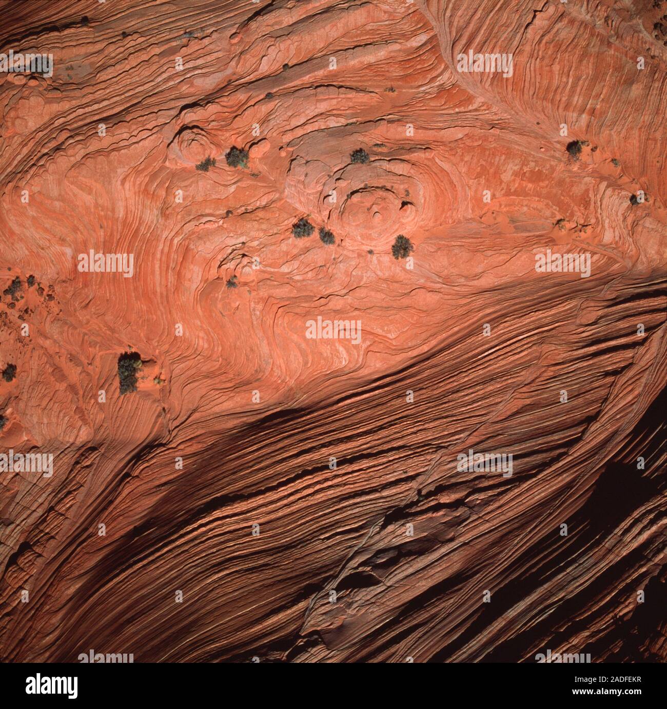 Sedimentary rock. Aerial photograph of sandstone showing cross-bedding ...
