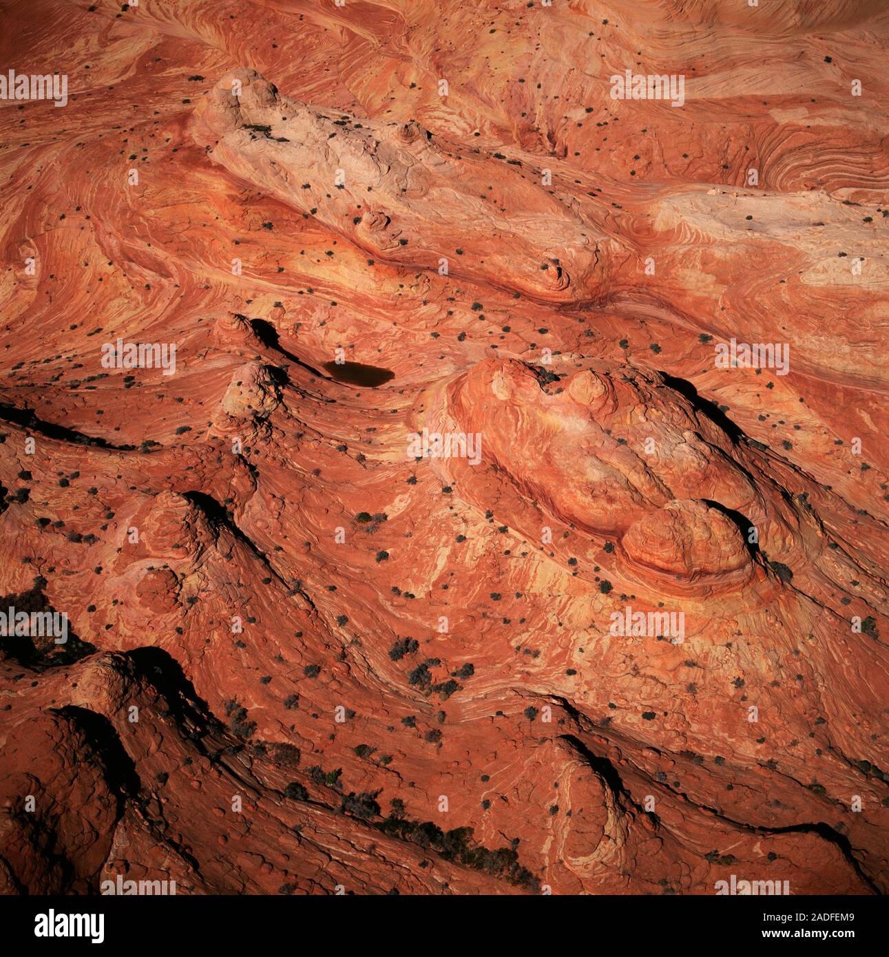 Sedimentary rock. Aerial photograph of sandstone showing cross-bedding ...