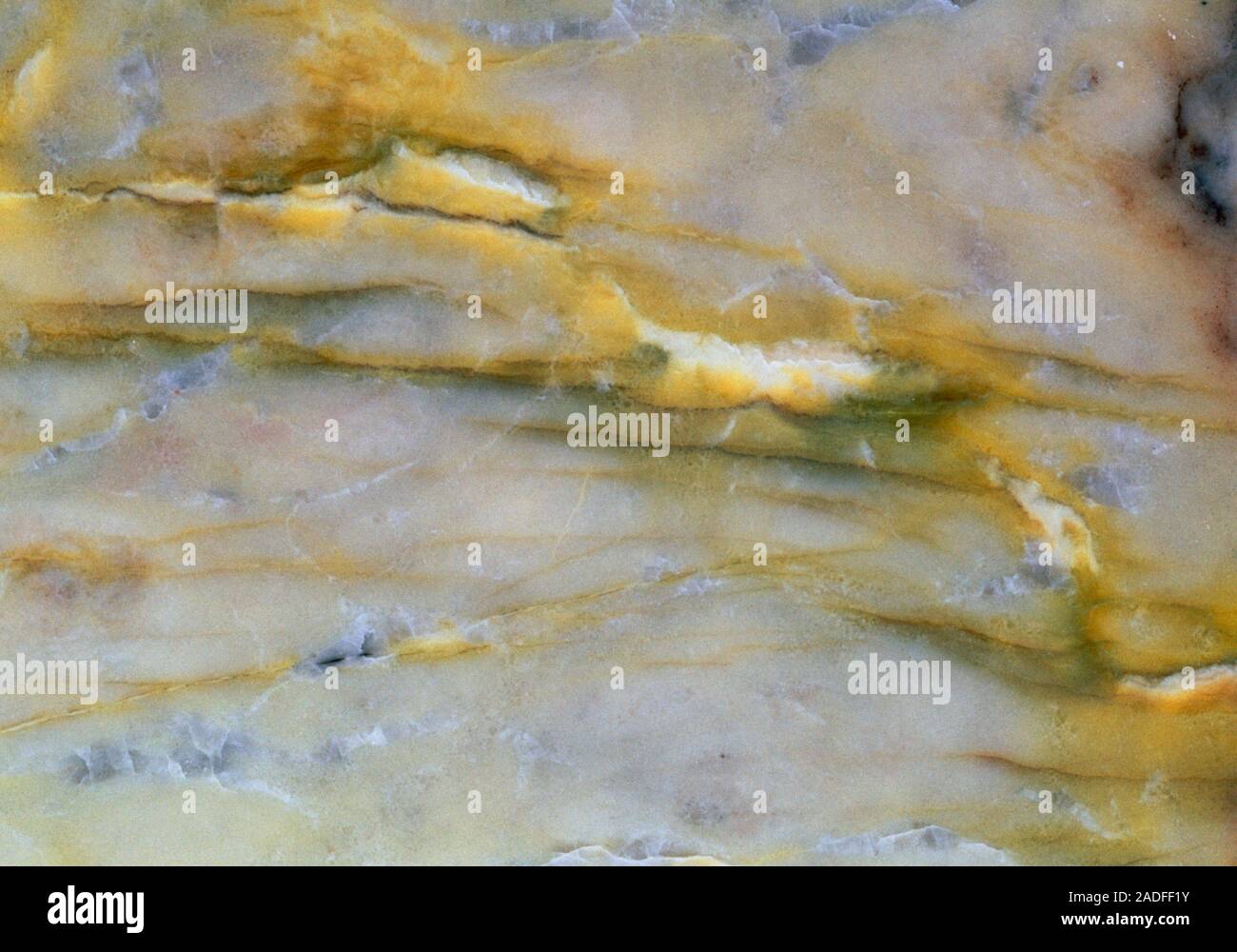 Marble. Cut surface of marble, a type of metamorphic rock derived from ...