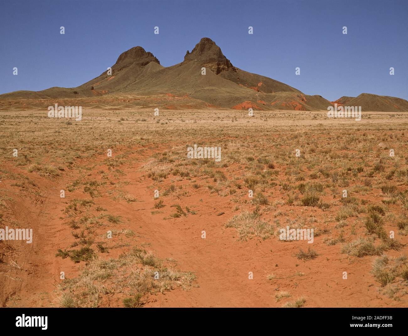 Basalt rock formation. Twin Buttes basalt rock formation (upper frame ...