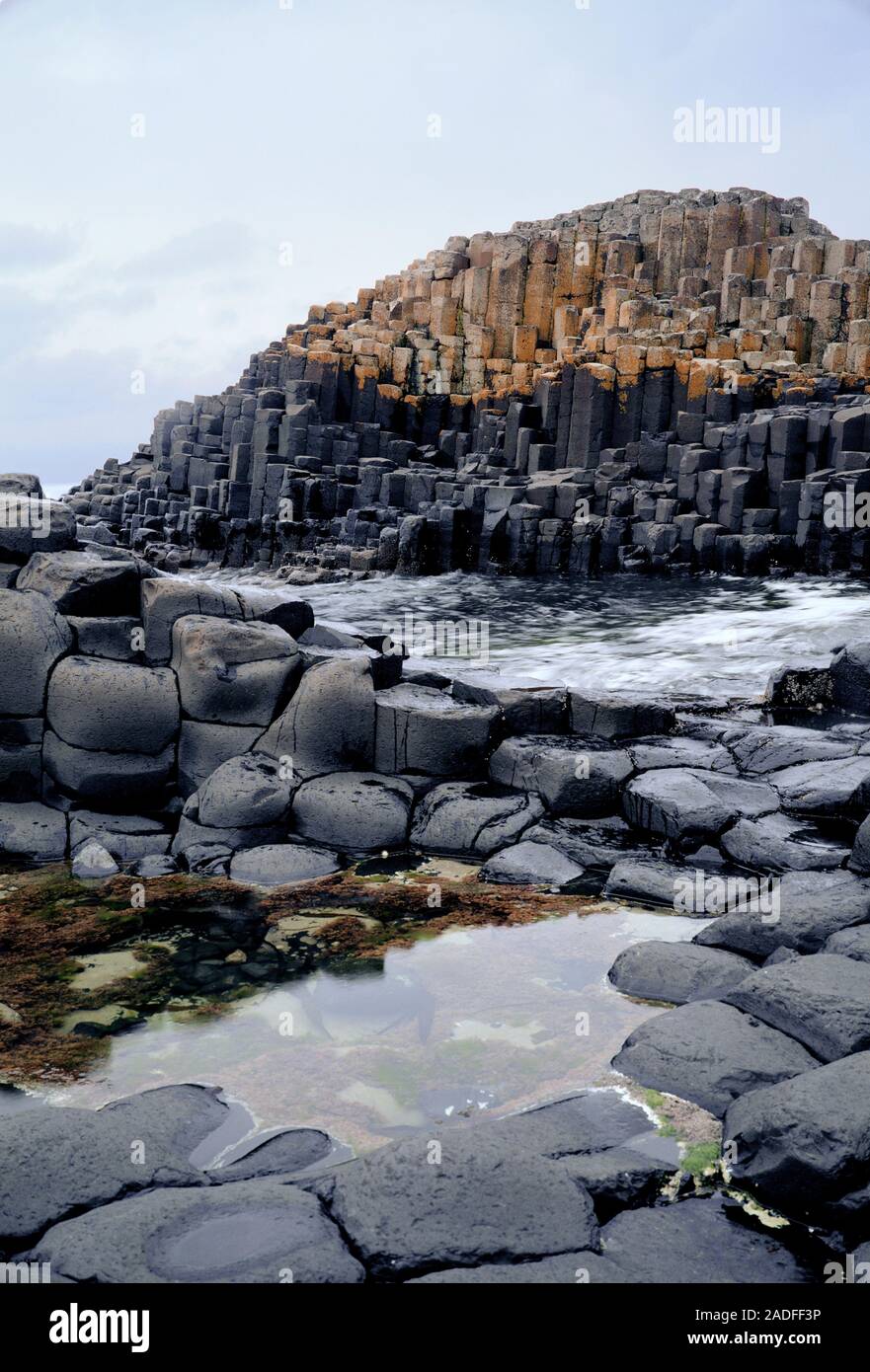 Columnar basalt rock at the Giant's Causeway on the north coast of ...