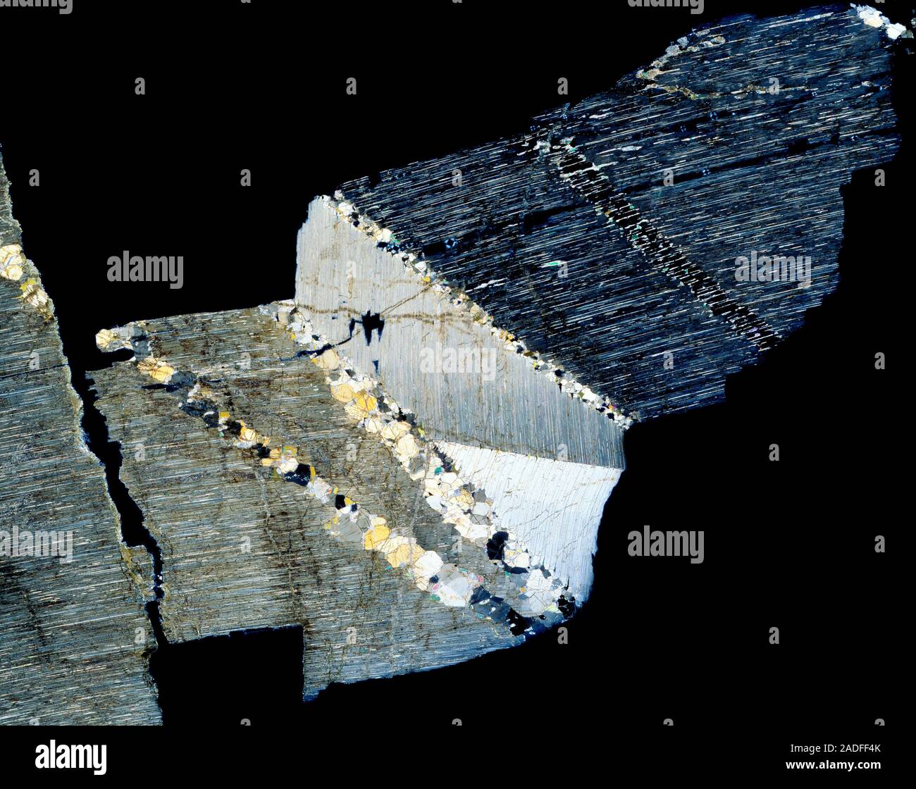 Rock crystal microstructure. Light micrograph of a thin section through ...
