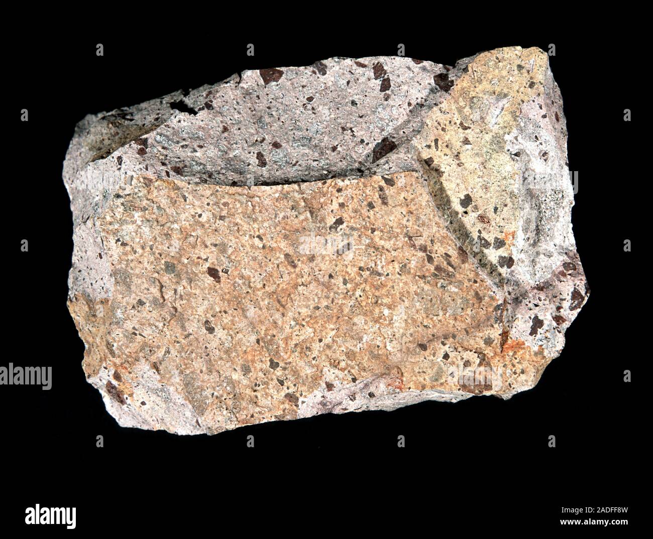 Rhyolite igneous rock. This rock consists of a silica (silicon dioxide ...