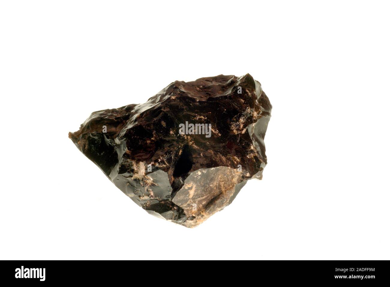 Obsidian sample. Obsidian is a vitreous (glassy, non-crystalline ...