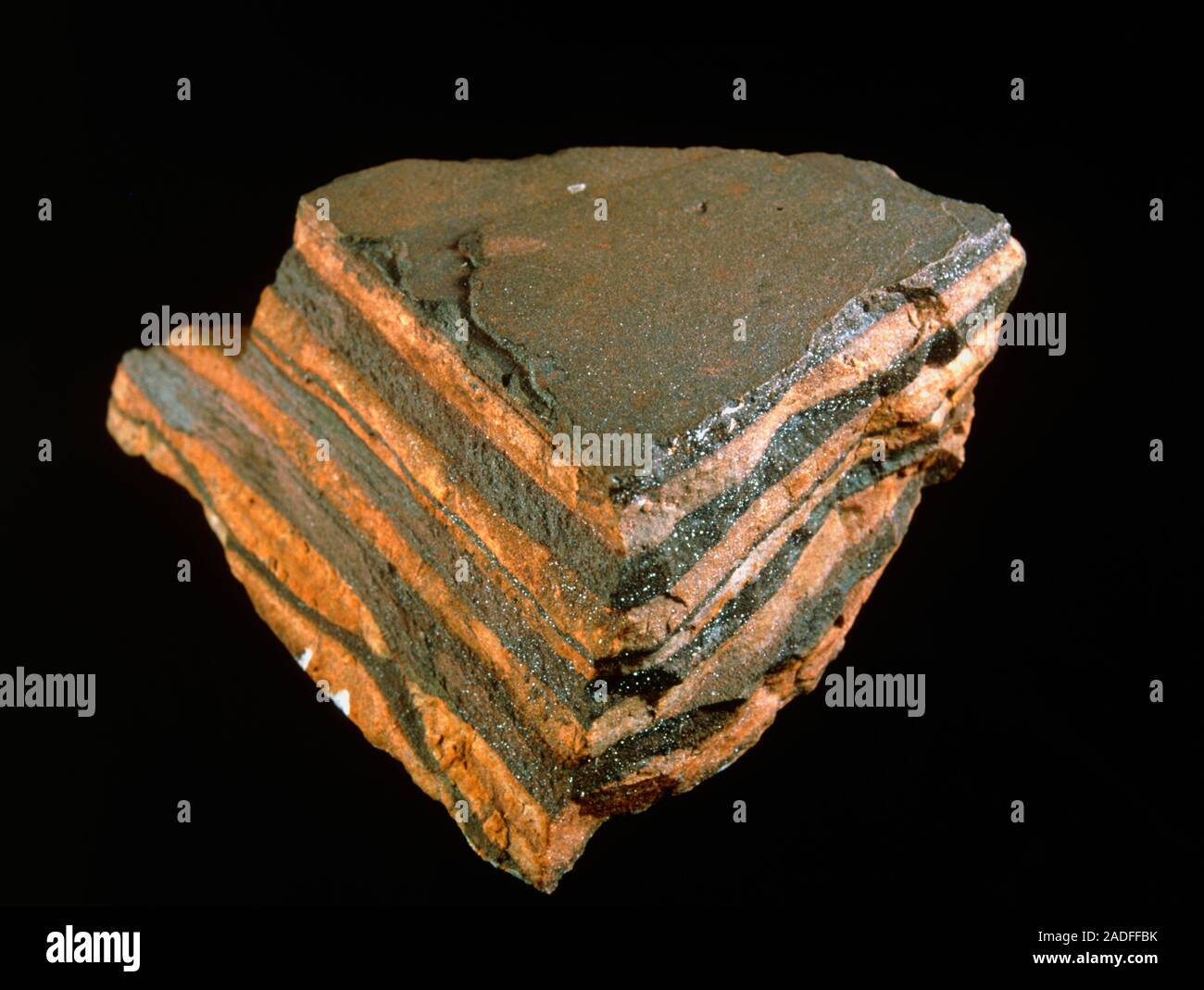 Specimen of banded ironstone, collected from an open cast iron ore mine ...