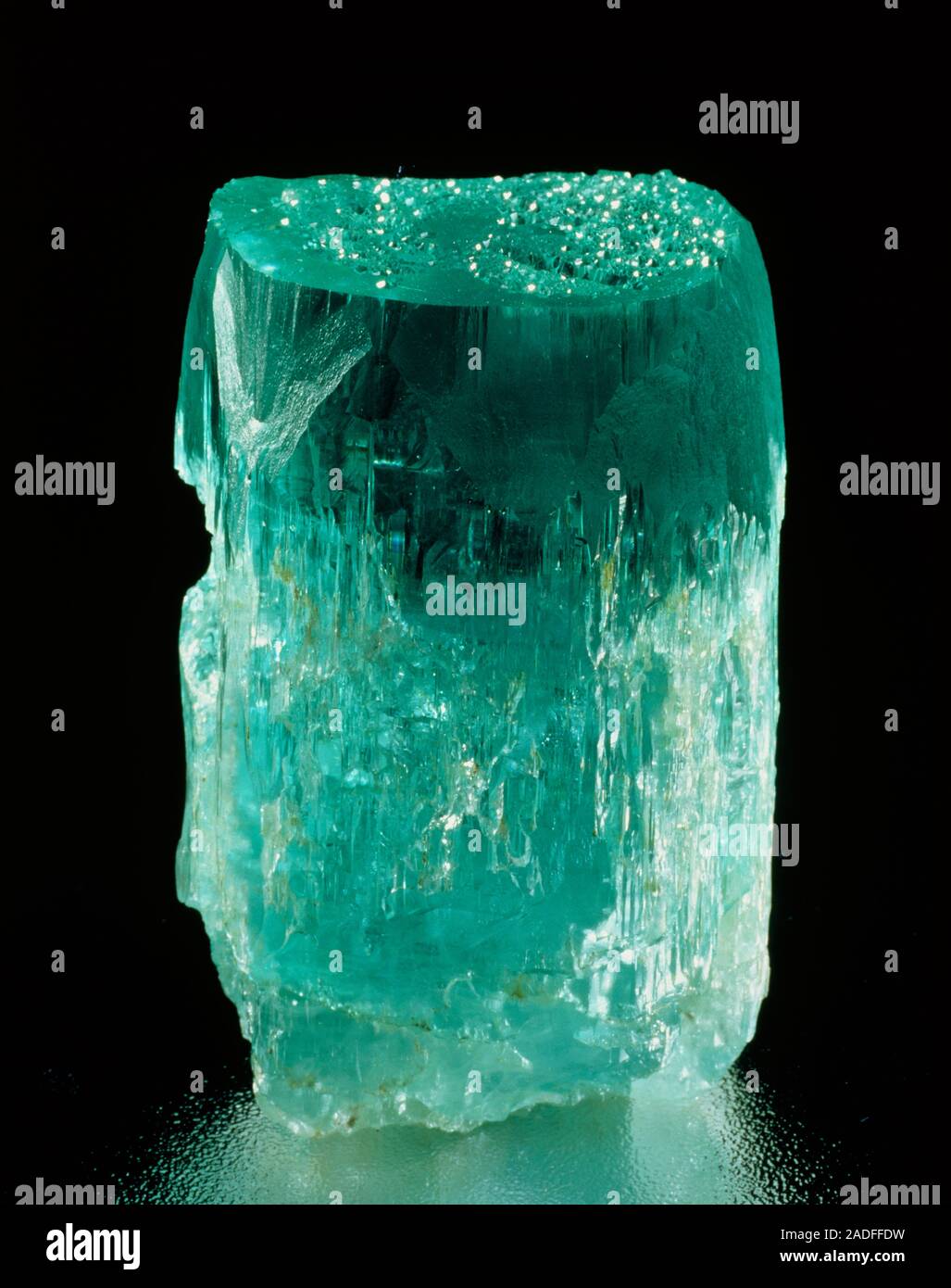 Aquamarine, a transparent blue variety of beryl (beryllium aluminium ...