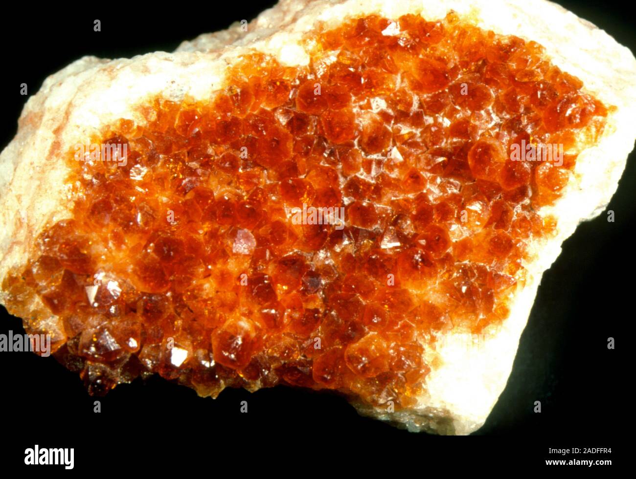 Citrine crystals (silicon oxide, formula: SiO2). This mineral is a ...