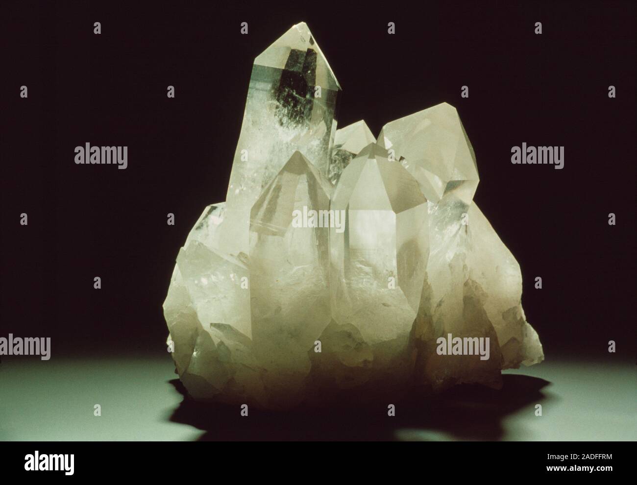 Quartz crystals. These are also known as rock crystals. Quartz (silicon ...