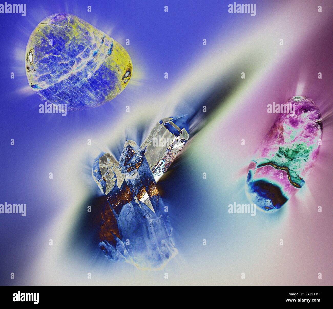 Crystals. Selection of uncut crystals. These solids have a polyhedral ...