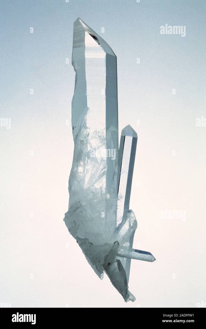 Quartz crystals. Quartz or silicon dioxide (SiO2), one of the commonest ...