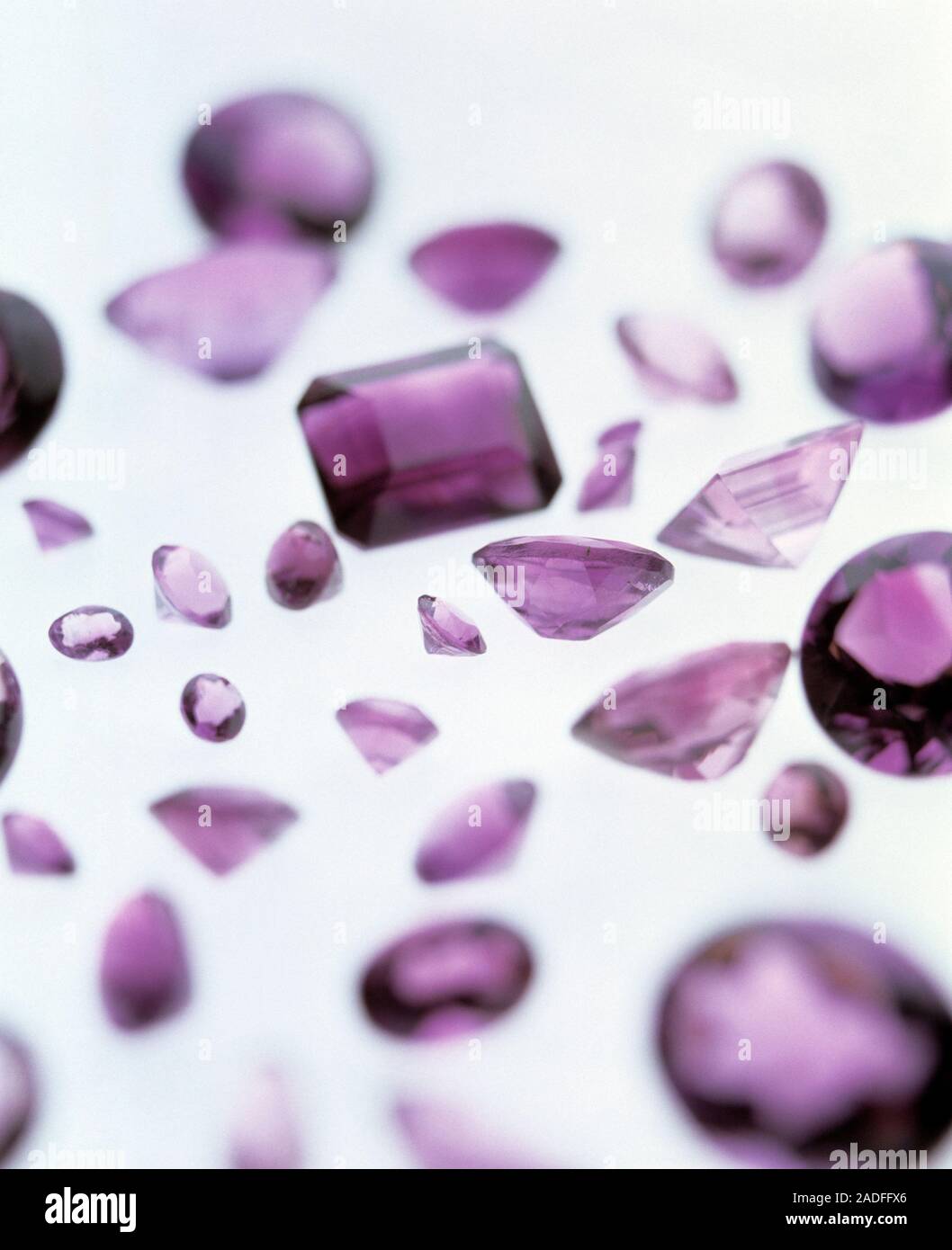 Amethyst gemstones. Amethyst is a purple variety of the mineral quartz ...