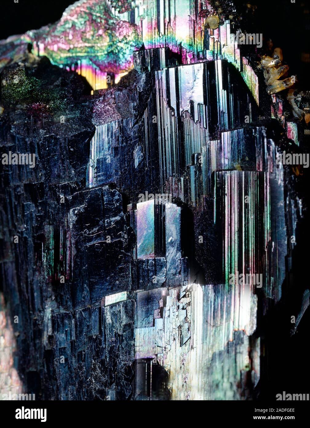 Wolframite. Close-up of a section through wolframite ((Fe,Mn)WO4), the ...