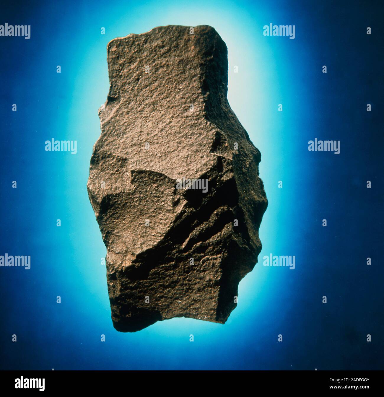 Stone tool. Ancient palaeolithic stone cleaver from the hominid (early ...