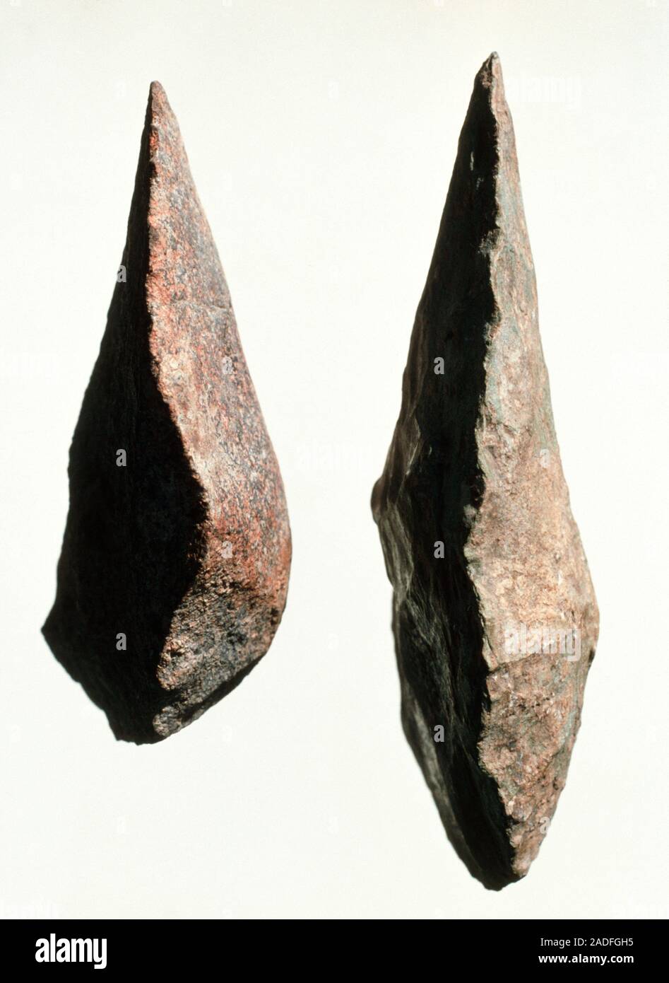 Stone tools. Ancient palaeolithic stone hand axes from the hominid ...