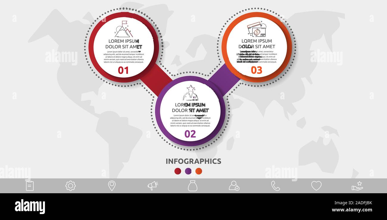 Vector template circle infographics. Business concept with 3 options and parts. Three steps for ...