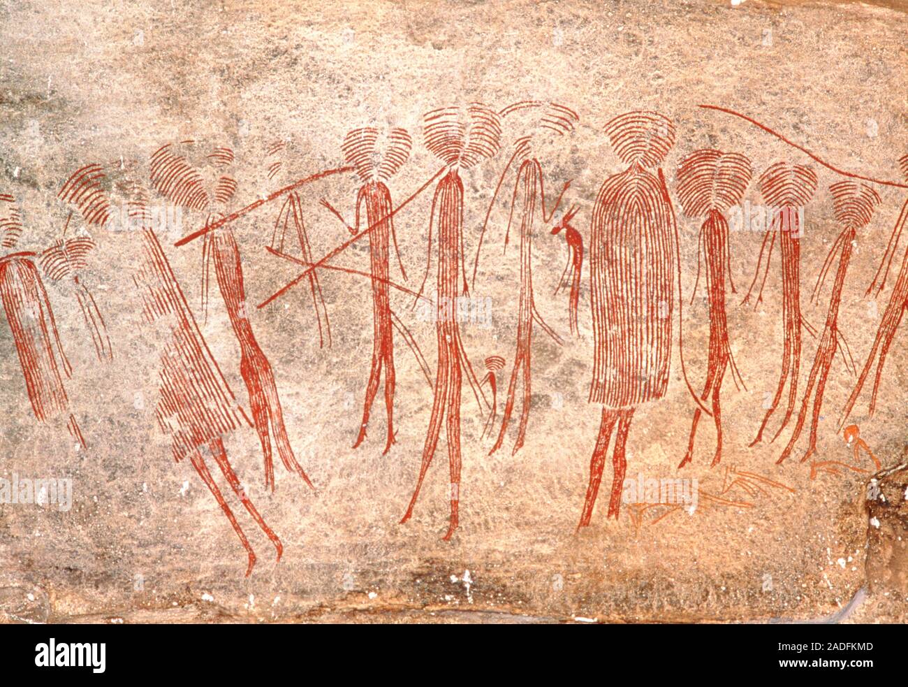 Kondusi stick dance. Reproduction of an African painting depicting the ...