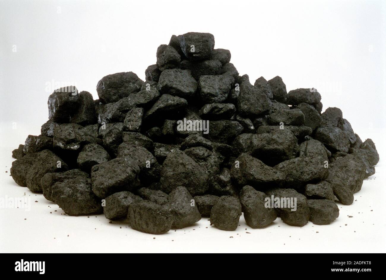 Pile of coal. Coal is a type of fossil fuel. When it is burned it ...