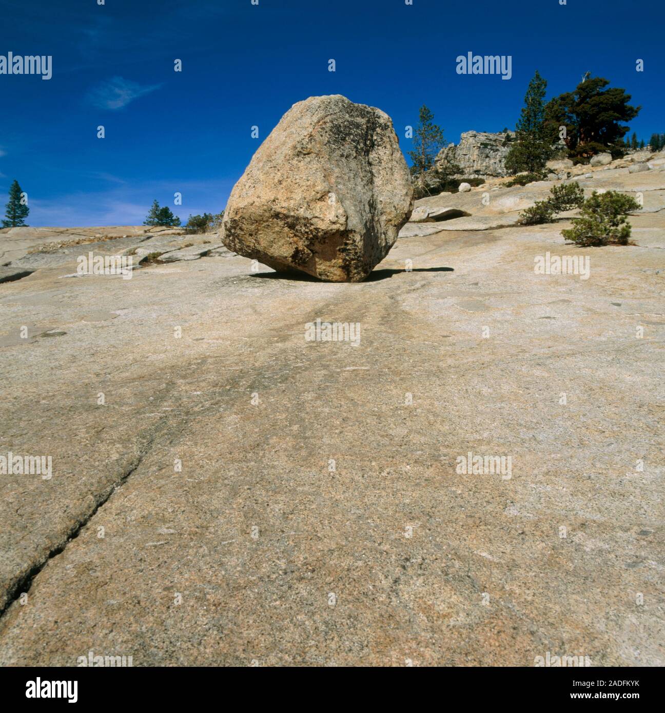 Boulder. View of a large granite boulder seen in Yosemite National Park ...