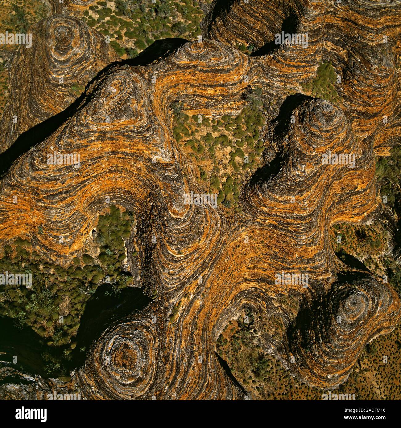 Beehive rock towers. Aerial view of beehive rock formations produced by ...