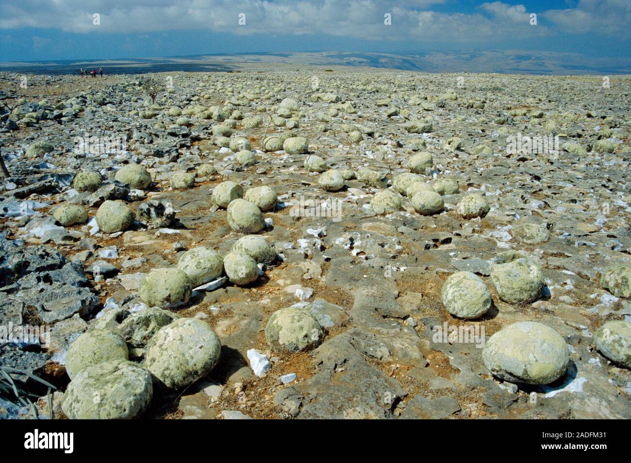 Geodes on limestone plateau. Geodes are spherical bodies of rock ...