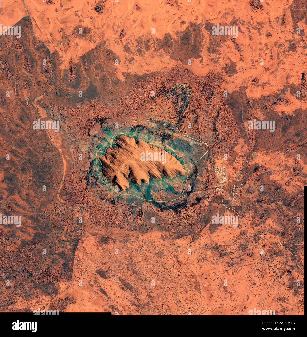 Uluru, Australia, satellite image. North is at top. Uluru (also called ...