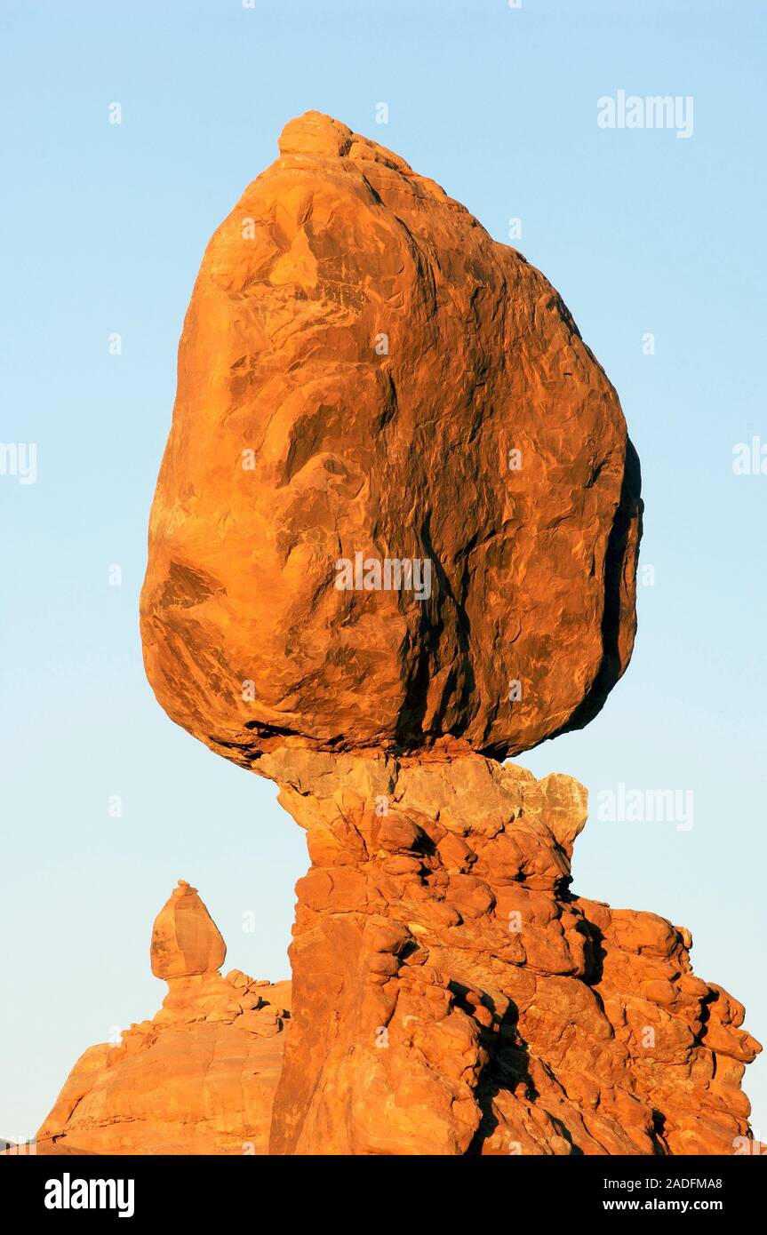 Balance Rock rock pedestal, Arches National Park, Utah, USA. This ...