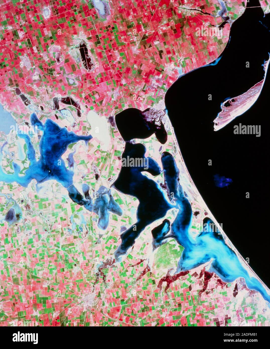 Crimean coast, seen from space. Satellite view of the north-east coast ...