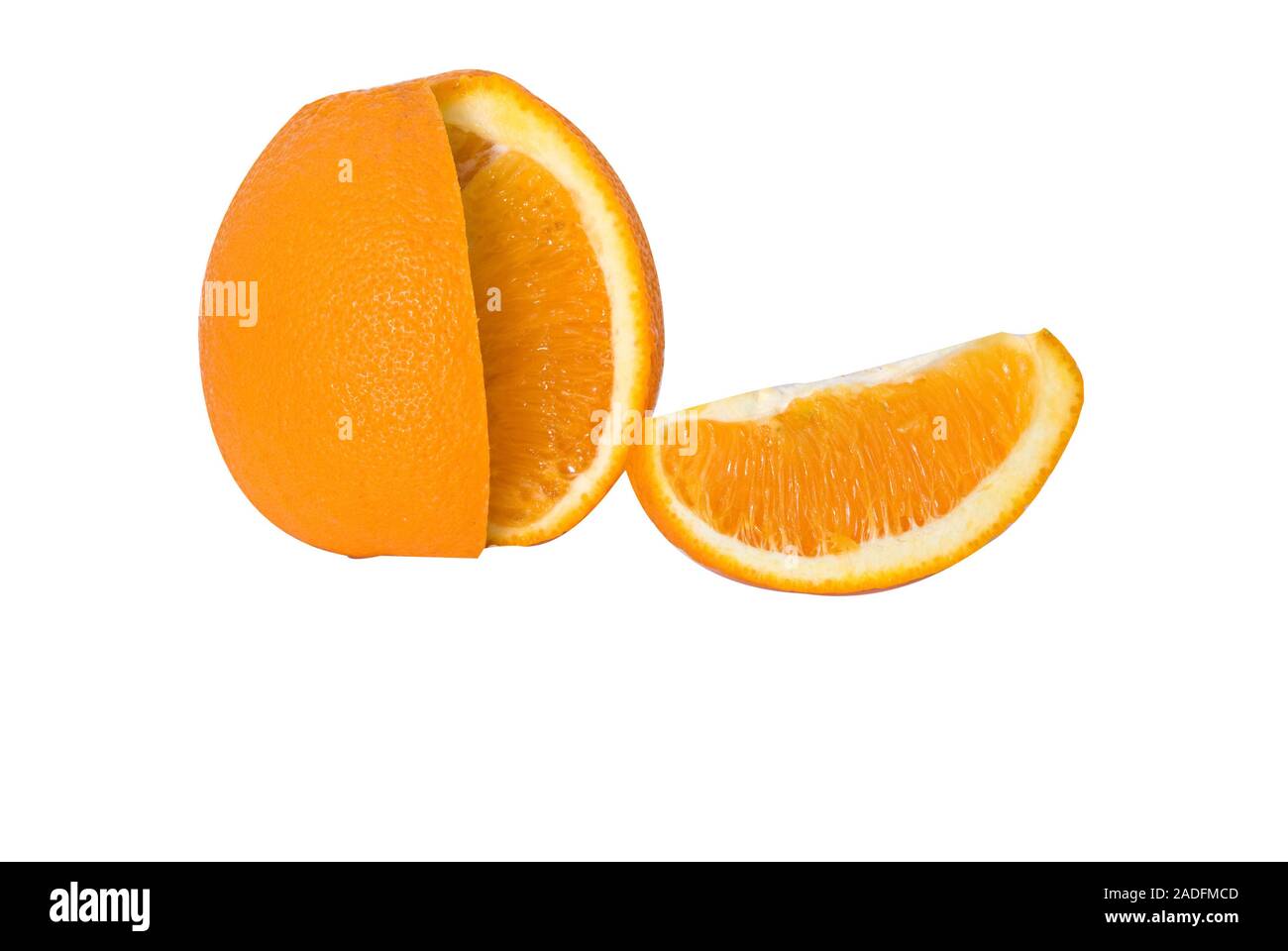 Orange and its segment isolated on white background Stock Photo - Alamy
