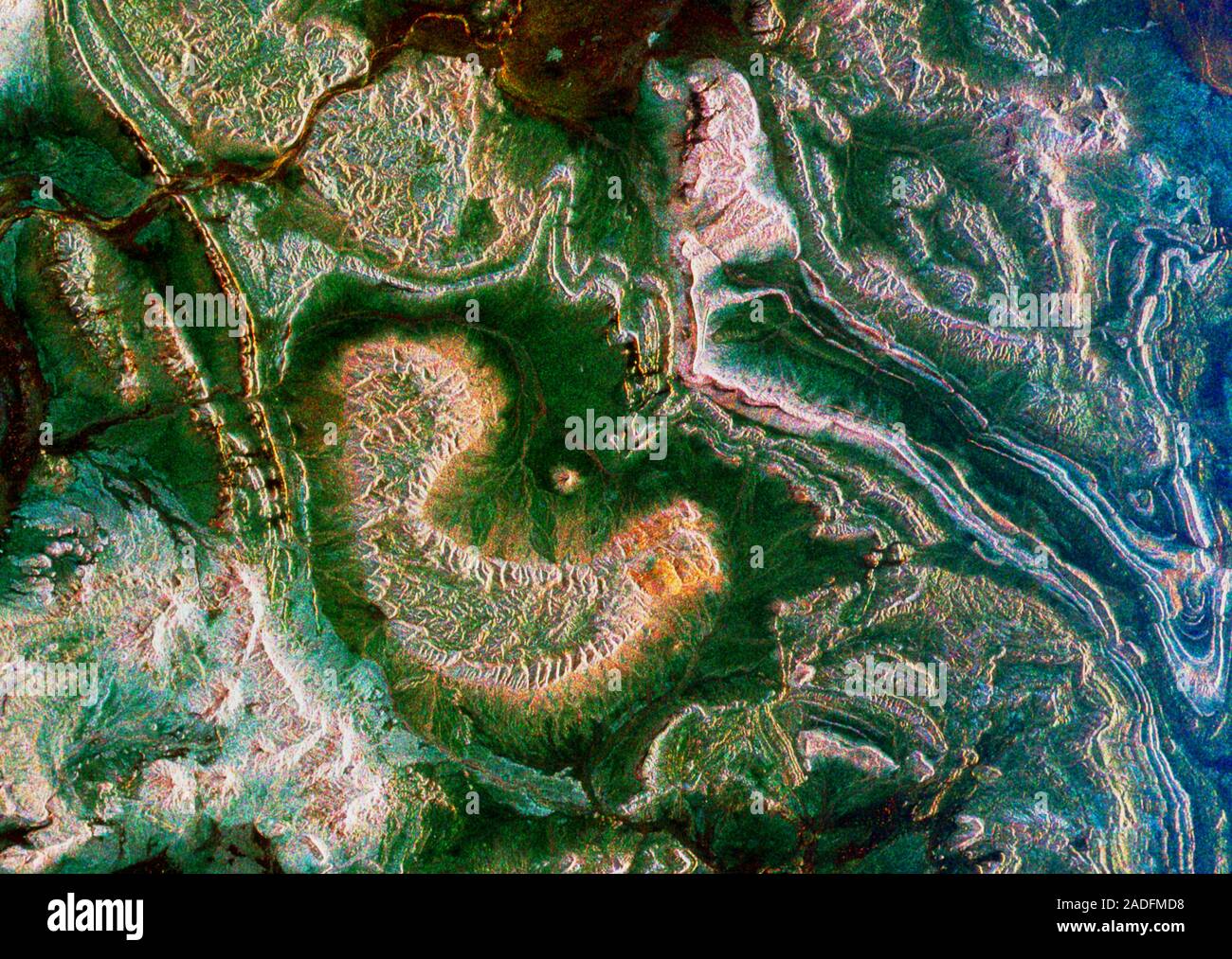 Atlas mountains. Coloured satellite radar image of the Atlas mountains ...