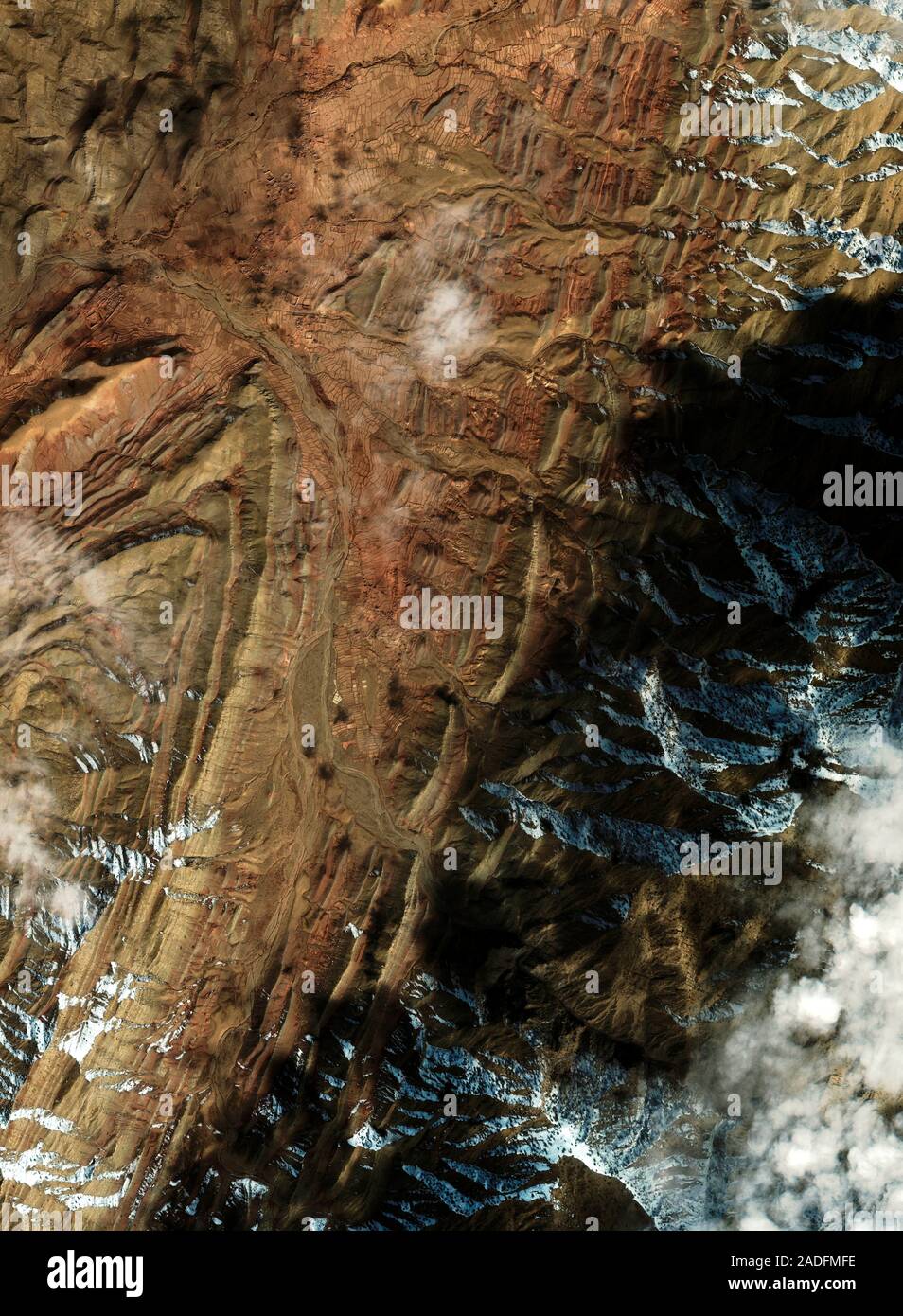 Shahi Kot Mountains, Afghanistan, satellite image. Caves in these ...