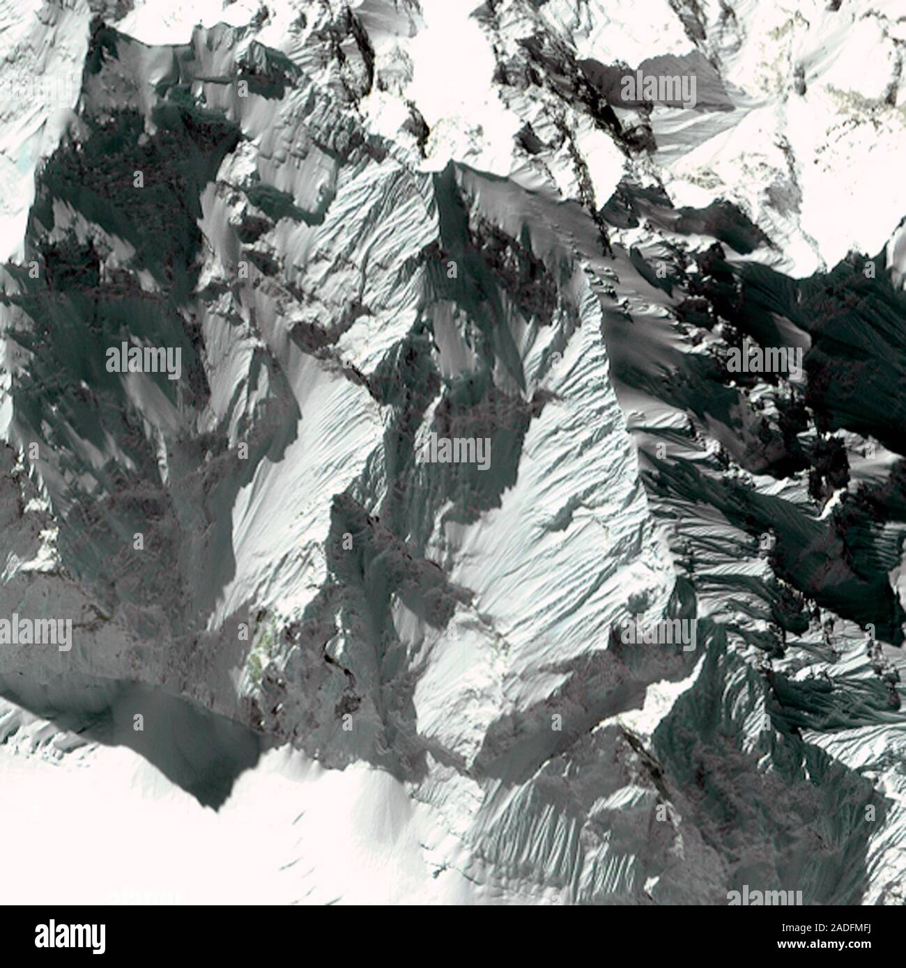 Himalayan mountains. Satellite image of peaks from the Himalayas ...