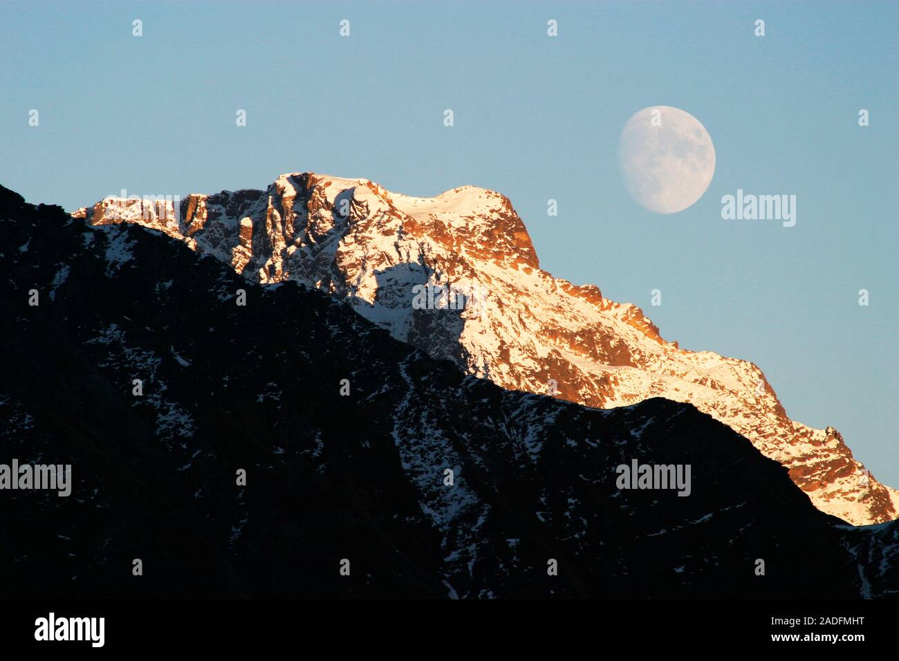 Val di Campo mountain range seen from the Bernina Pass, Grisons ...