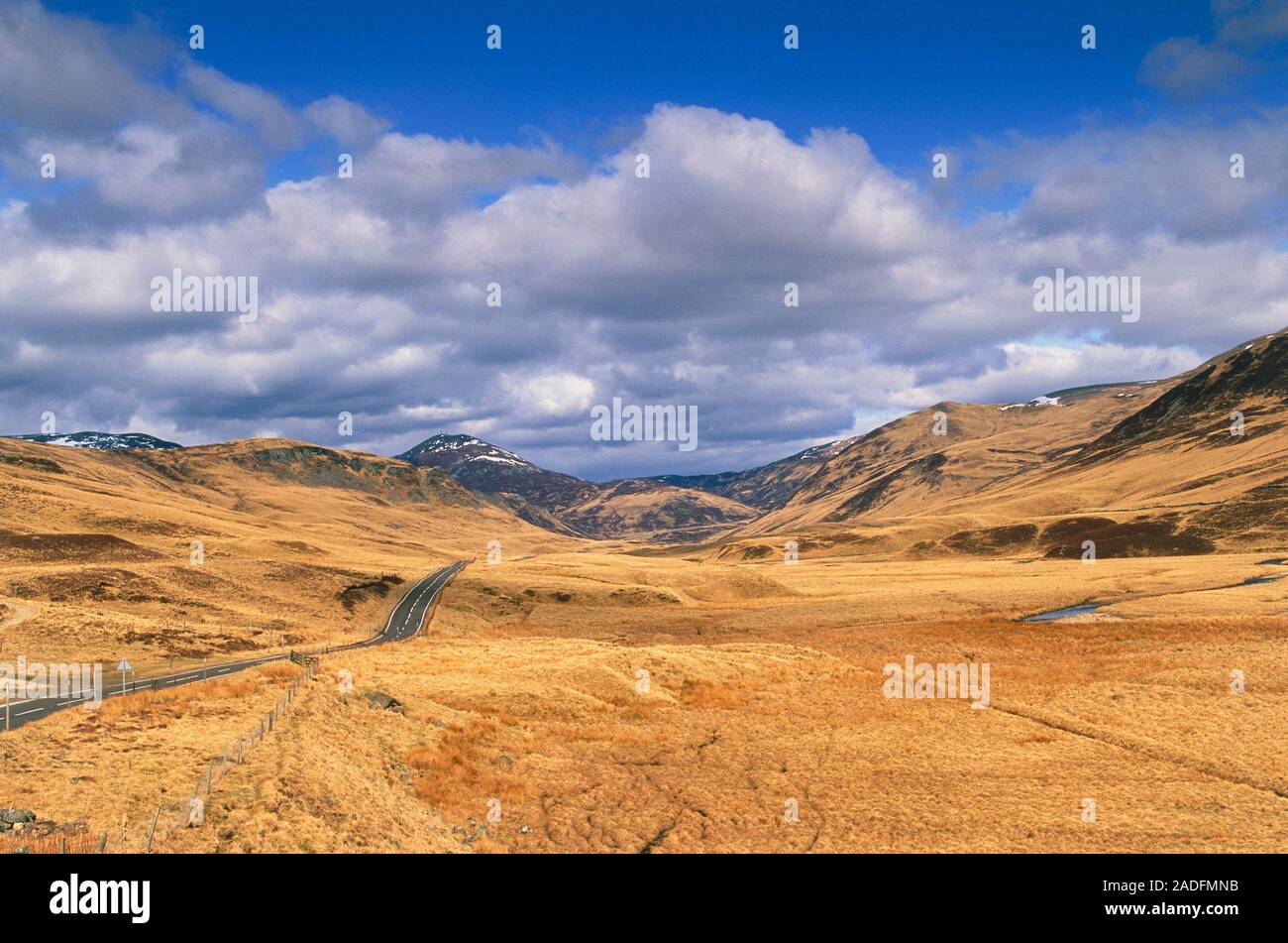 U-shaped valley, Glenshee, Scotland. This type of valley is formed by ...